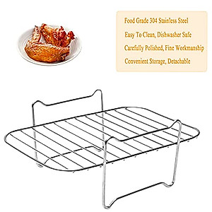 IUKOENTE Air Fryer Rack, 304 Stainless Steel Multilayer Dehydrator Rack For Double Boiler Air Fryers, Air Fryer Accessories Compatible with 4QT to 8QT Air fryer basket.