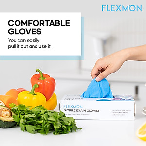 FLEXMON Nitrile Exam Gloves,100 Count, Single Use, 4.2 Mil Heavy, Sterile, Protective, Medical Exam Gloves, Disposable, Food, Latex Free, Cooking, Blue, Safe, Cleaning & More (X-Small)