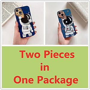 BeeTag Soft Silicone Case for iPhone 13 6.1 Inch with Wrist Lanyard Strap,Space Astronaut Design TPU Cartoon Graphics Bumper Shockproof Anti-Slip Protective Cover (LSJ),LANSJ