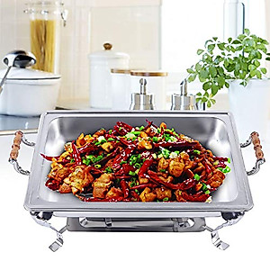 Electric Chafing Dish Buffet Set,Stainless Steel Warming Container,Chafing Dish Food Warmer,Food Insulation,Rectangular Buffet Server Pan,Suitable for Buffet,Wedding and Other Banquet Events