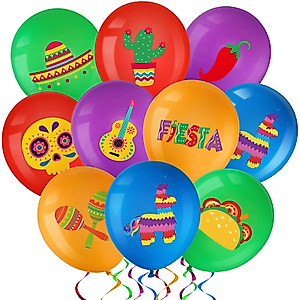 45Pcs Fiesta Balloons Mexican Party Balloons Fiesta Taco Balloons Cinco De Mayo Balloons Mexican Carnivals Festivals Decoration for Mexico Fiesta, Cinco De Mayo Taco, Wedding, Birthday Party Supplies