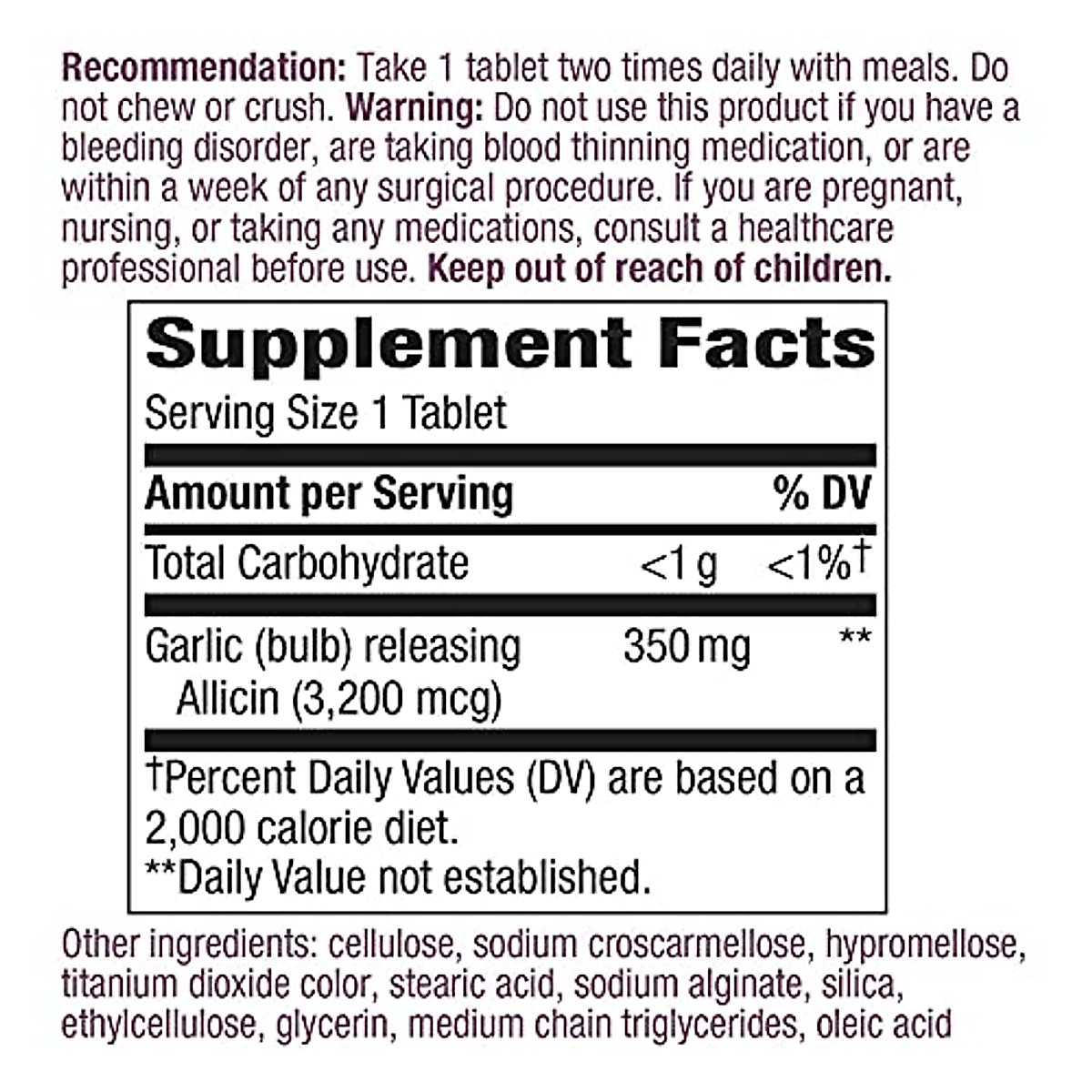 Nature's Way Garlicin Cardio SmartRelease Garlic, Healthy Circulation Support*, 180 Vegan Tablets