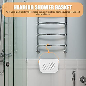 STOBAZA Shower Basket Plastic Hanging Shower Caddy with Hook for Bathroom Health Cosmetics Spa White