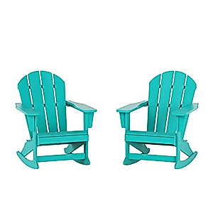 WO Home Furniture Adirondack Rocking Chair Set of 2PCS Patio Outdoor Chairs (Turquoise)