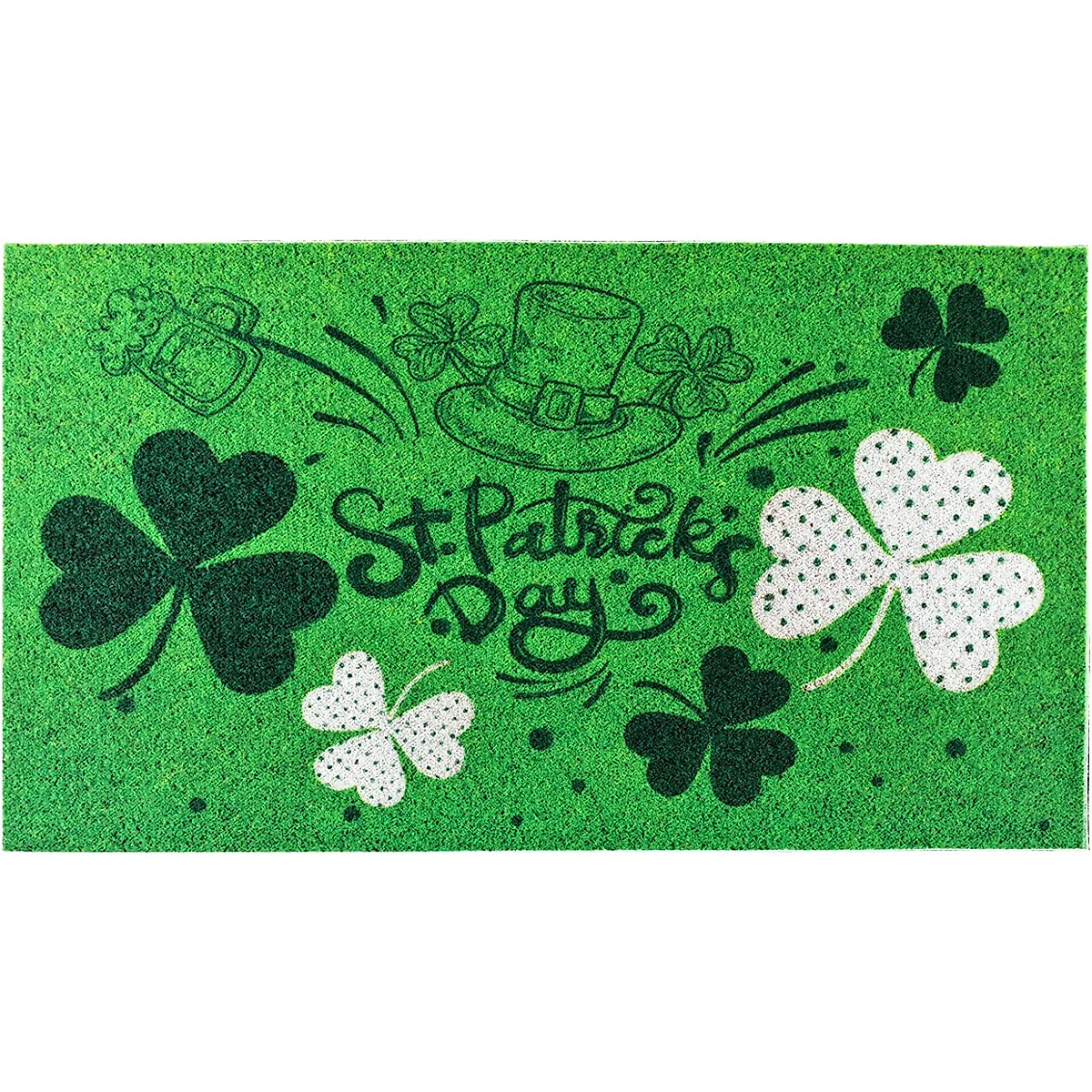 Doormat Bath Rugs Non Slip St. Patrick's Day St. Patricks Day Green Shamrocks Washable Cover Floor Rug Absorbent Carpets Floor Mat Home Decor for Kitchen Bathroom Bedroom (16x24)