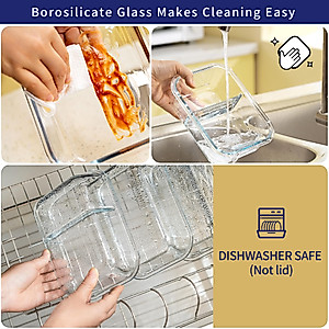 MFY 5-Pack 36 OZ Glass Storage Containers with Lids, Glass Meal Prep Containers 2 Compartment Set, Airtight Glass Lunch Containers with Lids, Microwave, Oven, Freezer and Dishwasher Safe, Gray