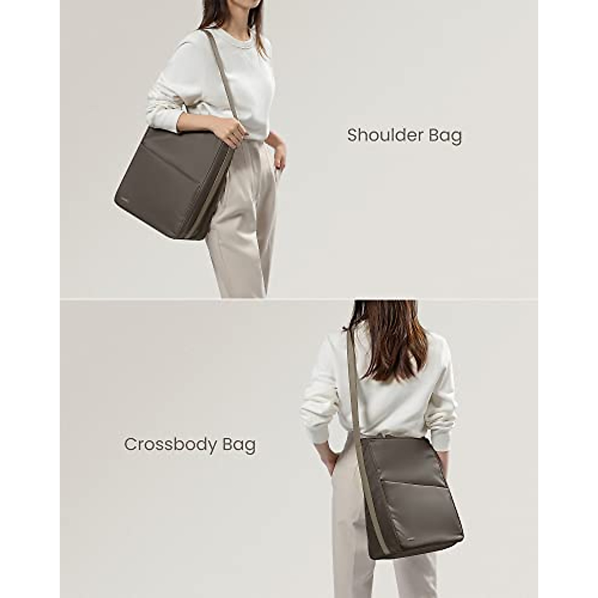 tomtoc Convertible Tote Bag Laptop Backpack for Woman, Slim Water-resistant Work Travel Casual Daypack Crossbody Shoulder Bag with Wide Top Open Laptop Compartment Fits 14 Inch Laptop