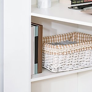 HOMCOM Modern Home Office Desk with 6-Tier Storage Shelves, 47" Writing Table with Bookshelf, White