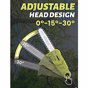 VANQUE 20V Cordless Pole Saw, 15-Foot MAX Reach Pole Saws for Tree Trimming, Battery Pole Saw for Branch Cutting, Trimming, Pruning, Adjustable Head & 8-Inch Bar and Chain, 4.0Ah Li-ion Battery