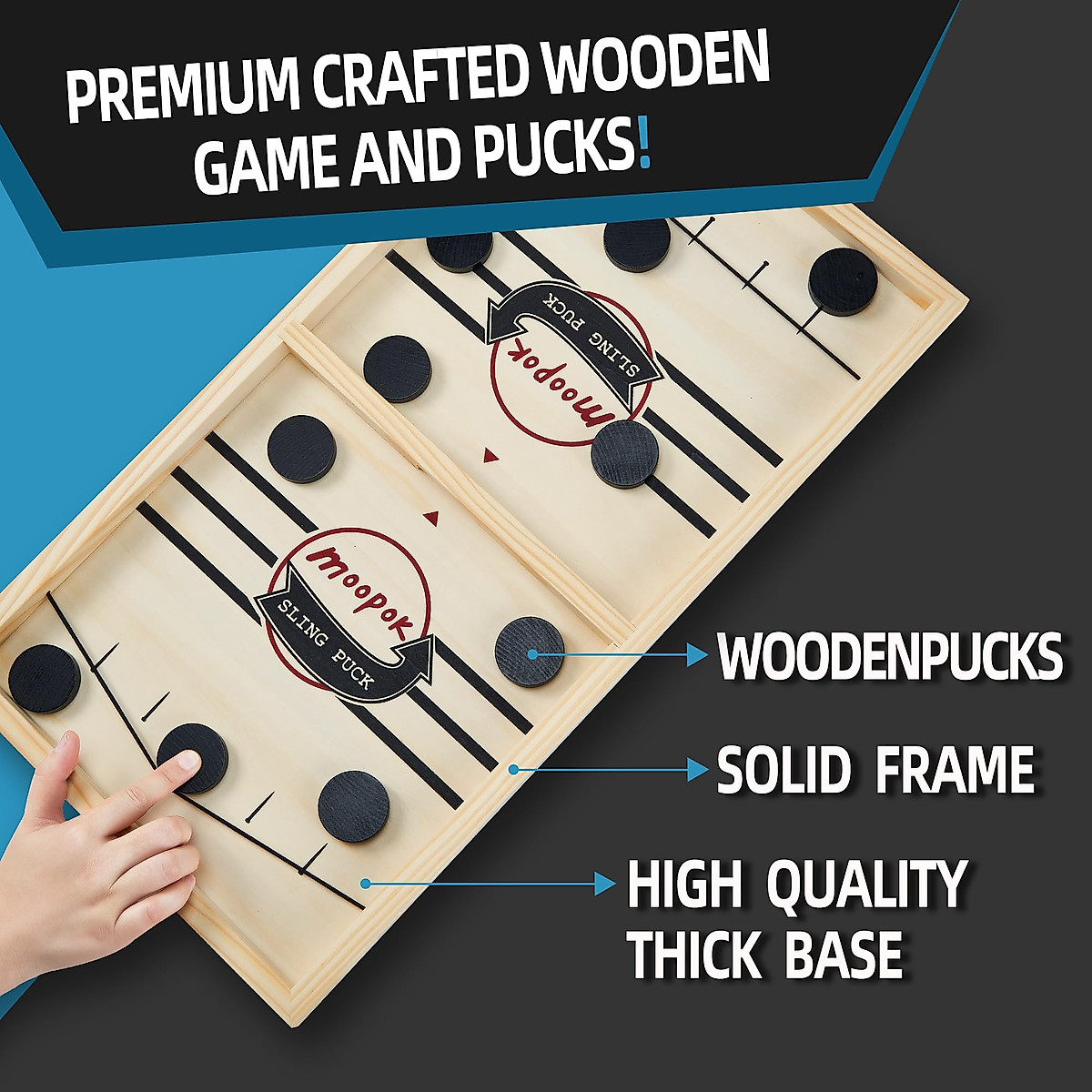 moopok Fast Sling Puck Game,Wooden Hockey Game,Super Foosball Table,Desktop Battle Parent-Child Interaction Winner Slingshot Game,Adults and Kids Family Game Toys
