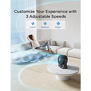 Pelonis 3 Speed Small Room Air Circulator Fan with 7-inch Blade, Table Fan with 100° Adjustable Head Tilt - Desktop Fan for Bedroom,Dorm and Office - Ventilador for Air Conditioner and Heater, Black