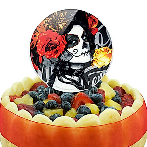 Acrylic Dia de los Muertos Day of the Dead Woman Tattoo Cake Topper Party Decoration for Wedding Anniversary Birthday Graduation