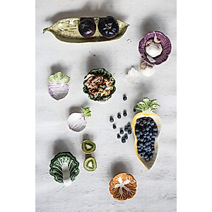 Creative Co-Op Hand-painted Set of Cabbage Shaped Stoneware Bowls, Set of 2,Orange & Purple