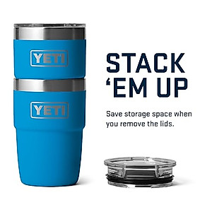 YETI Rambler 8 oz Stackable Cup, Stainless Steel, Vacuum Insulated Espresso Cup with MagSlider Lid, Big Wave Blue