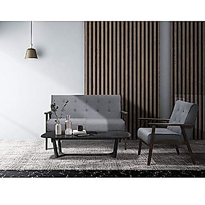 AODAILIHB Sofa Set Living Room Couch Set Office Home Furniture Mid-Century Modern Fabric Wooden 2-Seater Loveseat Sturdy Wood Frame Lounge Chairs (2, Grey)