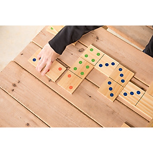 Triumph 28-Piece Wood Lawn Outdoor Large-Format Domino Set Includes Storage Carry Bag