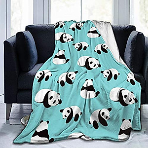 BLUBLU Cute Panda Flannel Fleece Bed Blanket Throw Blanket Lightweight Cozy Plush Blanket for Bedroom Living Rooms Sofa Couch 50"x40"