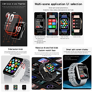 PADY-Wearable Technology D06 Smart Watch Smart Bracelet Fitness Tracker 1.6 inch IPS HD Full Touch Display Bluetooth Call Smartwatches Watch Split Screen Calling Waterproof for Women Men (Black) D6