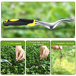2 Pieces Weed Puller Tool Hand Weeder Garden Weeding Tools Garden Weeding Removal Weed Puller with Ergonomic Handle for Garden Lawn Farmland Transplant