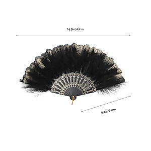 Zerodeko Fan Chinese Folding Hand Fan Flapper Fan Lace Hand Fan Lace Folding Fans Vintage Folding Fans Bridemaids Fan Photo Prop Girl Plastic Court Fan Chinese Style