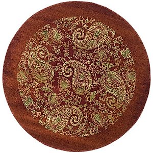 SAFAVIEH Lyndhurst Collection 5'3" Round Red / Multi LNH224B Traditional Paisley Non-Shedding Dining Room Entryway Foyer Living Room Bedroom Area Rug