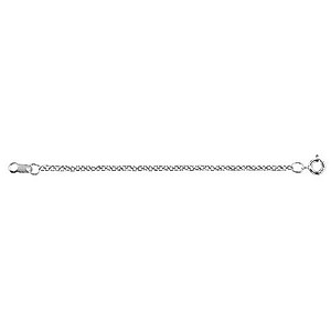 Platinum Diamond-Cut Solid Cable Chain Necklace Extender Safety Chain 2.75 Inches (1.00mm)