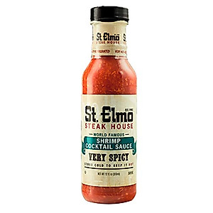 St Elmo Steak House Cocktail Sauce, Extra Spicy Seafood Sauce for Shrimp, 12 Fl Oz