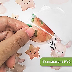 funlife 120 PCS Peel and Stick Rabbit Wall Decals Stickers, Self Adhesive Carrot Balloon Moon Stars Bunny Wall Decal Sticker for Nursery, Girls Kids Bedroom Wall Stickers Decoration