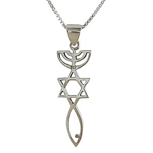 AJDesign Sterling Silver Messianic Seal Pendant Spiritual Religious Jewelry Grafted Necklace Pendant with Chain (24)