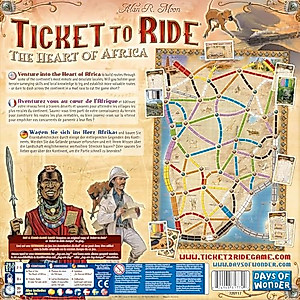 Ticket to Ride The Heart of Africa Board Game EXPANSION - Train Route Strategy Game, Fun Family Game for Kids & Adults, Ages 8+, 2-5 Players, 30-60 Minute Playtime, Made by Days of Wonder