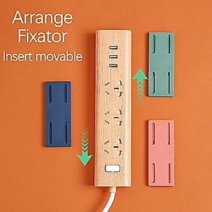 12 Pack Self-Adhesive Desktop Socket Fixer, Adhesive Punch Free Socket Holder Cable Management Punch Free Surge Protector, Desktop Mountable Plug-in Socket Fixer Bracket Stand (12pc-e)