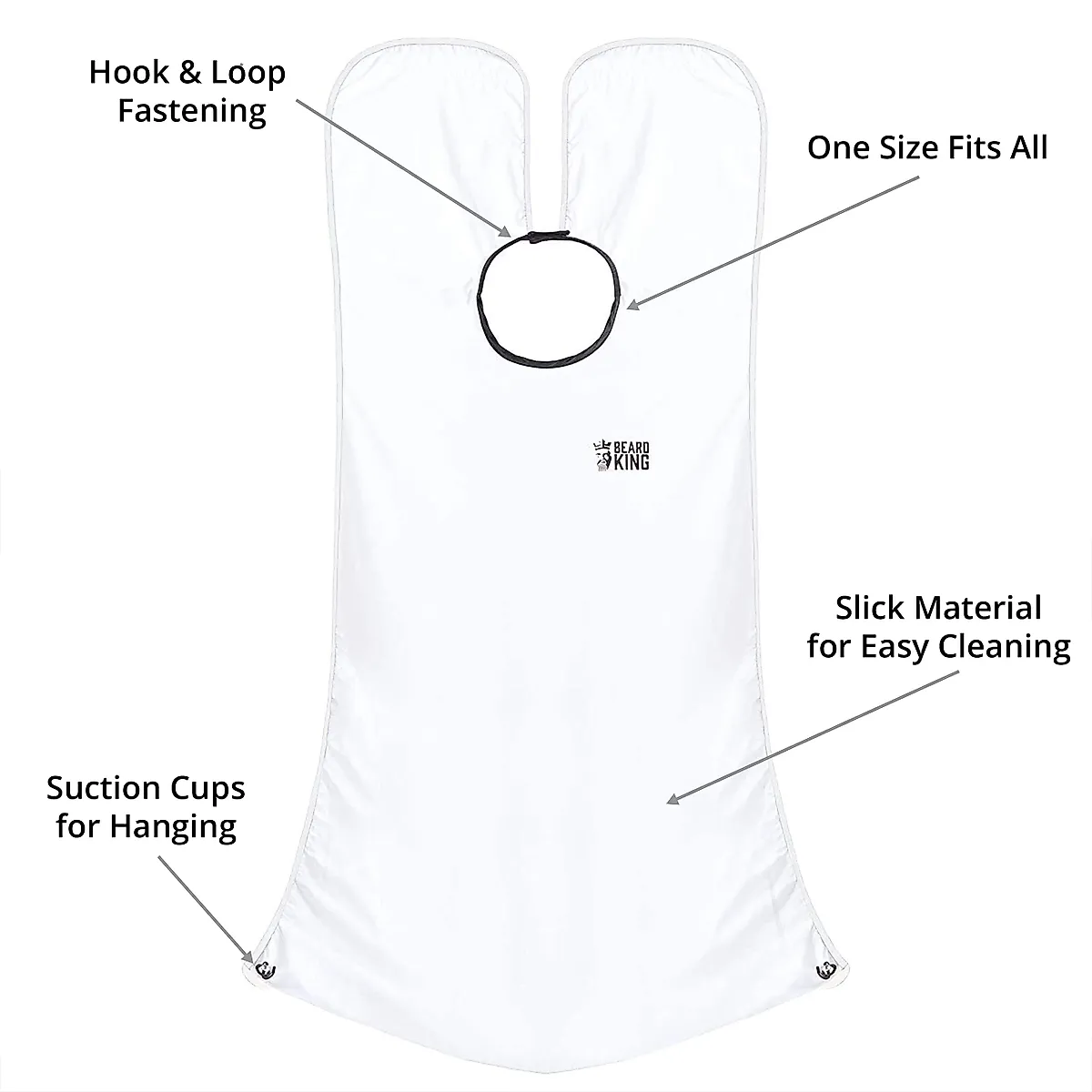 Beard King Beard Bib Apron - Shaving Set for Dad - As Seen on Shark Tank - Men's Hair Catcher for Shaving - Grooming Accessories, White