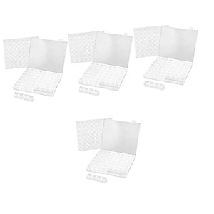 EXCEART 8 pcs Bead Plastic Nail DIY Dividers Compartment Diamond with Art Container Organizer Craft Lids Fishing Grids Embroidery Transparent Diamonds Adjustable Jewelry Storage Cases
