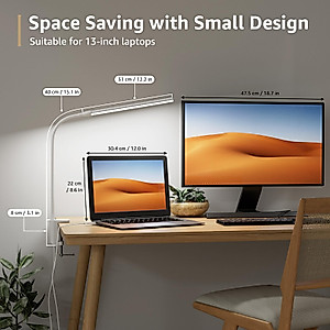 Lepro Clip on Desk Lamp LED Reading light Dimmable USB Clamp Lamp with 3 Color Modes 10 Brightness, Adjustable Flexible Gooseneck Table Light for Bed Headboard, Workbench, Home Office, Computer, White