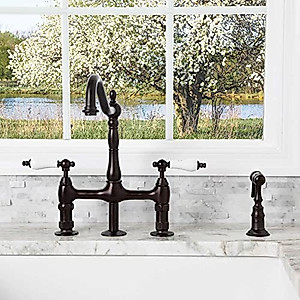 Vintage Tub & Bath Bridge Style Kitchen Faucet with Porcelain Lever Handles