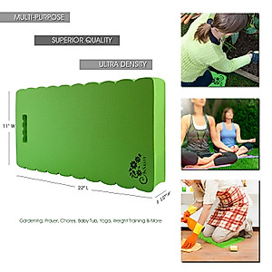 InSassy Garden Kneeler Pad - Kneeling Mat Gardening Baby Bath Work Yoga Exercise & Prayer - High Density Knee Pad, Purple (Largest & Thickest - 22 x 11 x 1 1/2 Inches)