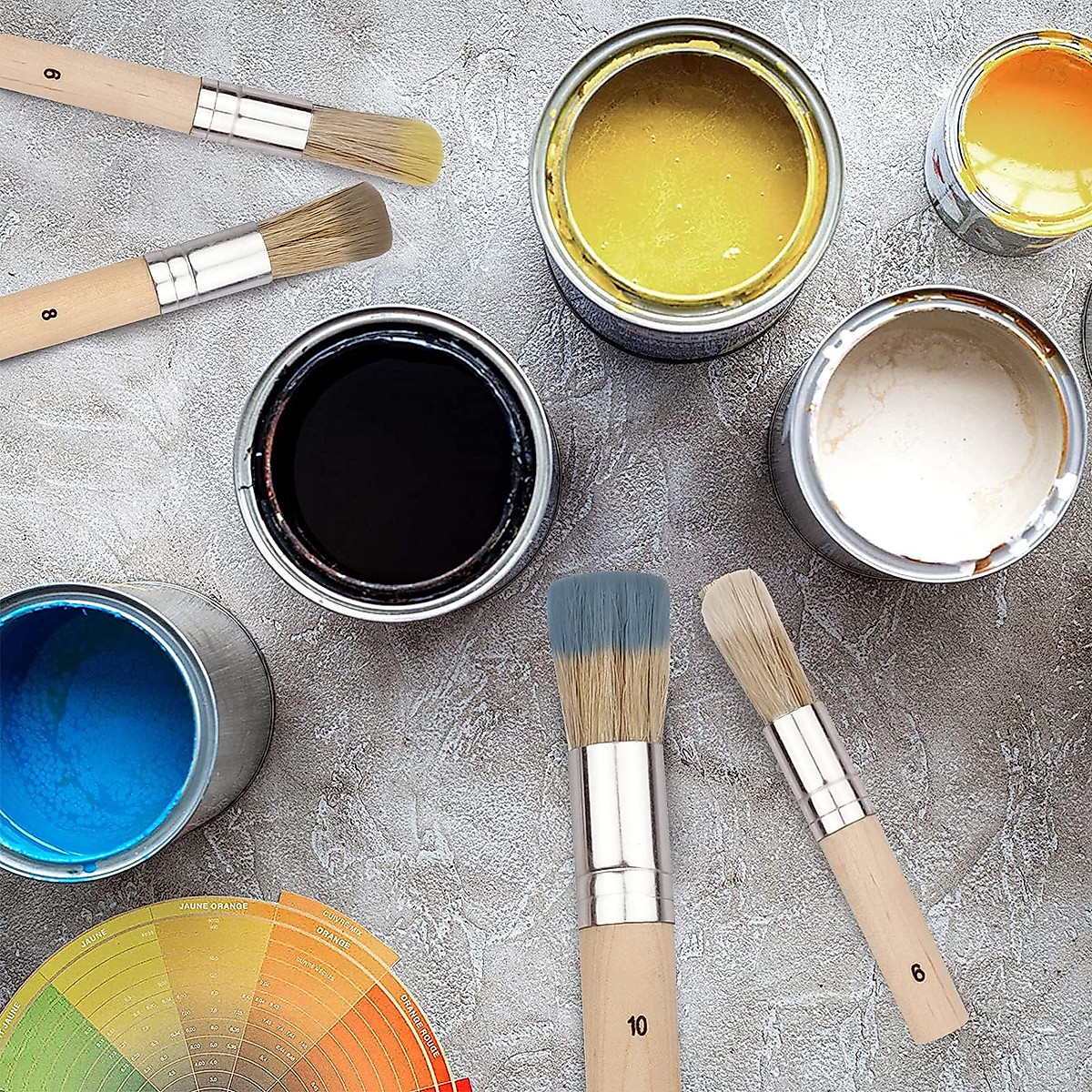 COCODE Wooden Stencil Brush (Set of 3), Natural Bristle Brushes Perfect for Acrylic Painting, Oil Painting, Watercolor Painting, Stencil Project, Card Making and DIY Art Crafts