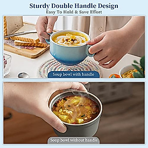 LOVECASA Multi-Color 13 OZ Soup Bowls with Handles, Ceramic French Onion Soup Bowls, Soup Mugs Serving Bowls for Kitchen, Microwave & Dishwasher Safe, Set of 6