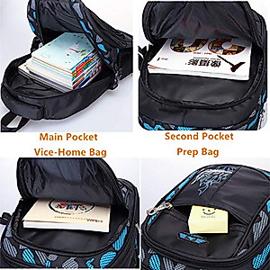 BYPTNF Backpack for Boy Student Kid Waterproof Durable Elementary Middle Casual Bookbag (C-Black)