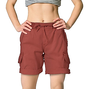 Knemksplanet Women's Cargo Shorts Multi-Pockets Hiking Shorts Summer Casual Bermuda Outdoor Active Shorts