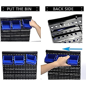 MULSAME Wall Mounted Storage Bins Parts Rack 4 Colors 30PCS Bin Organizer Garage Plastic Shop Tool, Garage Organizers and Storage