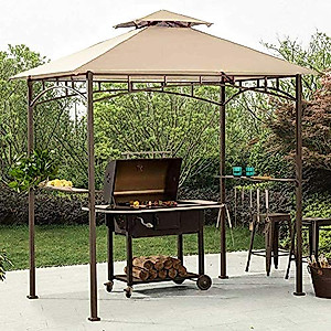 Ontheway 5FT x 8FT Double Tiered Replacement Canopy Grill BBQ Gazebo Roof Top, for Gazebo Model L-GZ238PST-11 Only