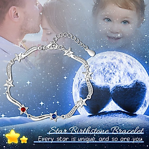 Tian Zhi Jiao Personalized Mothers Bracelets with 2 Simulated Birthstones Engraved Names Bracelets Family Jewelry for Women (2 stones)