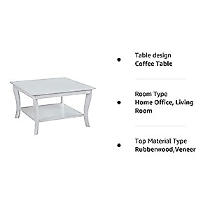 Convenience Concepts American Heritage Square Coffee Table, White