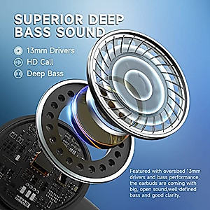 Wireless Earbuds Bluetooth 5.3 Headphones Deep Bass in-Ear Earphones Premium Sound with Mic Wireless Charging Case for iPhone, Samsung, Android Smartphone Laptop Sports