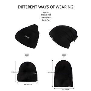 Winter Beanie Hats for Women Soft Knitted Cuffed Watch Cap Classic Stretchy Knit Warm Cap for Men Black