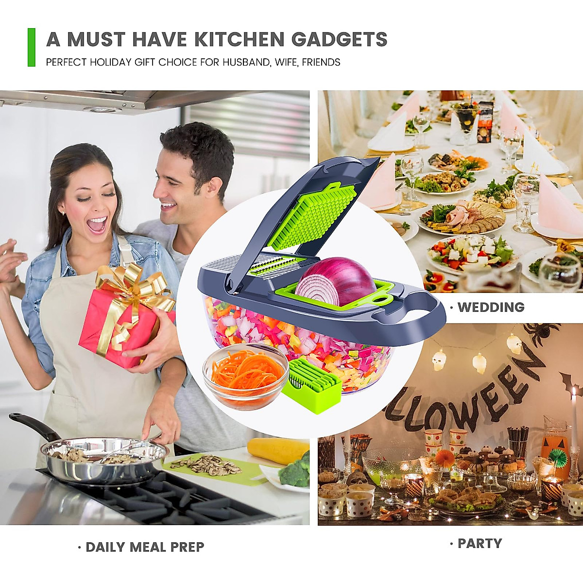 Vegetable Chopper, Pavsrmy Multifunctional 12-IN-1 Kitchen Veggie Chopper Food Chopper with 8 Blades, Pro Onion Chopper Vegetable Cutter Slicer Dicer with Container for Patato, Salad, Tomato, Carrot