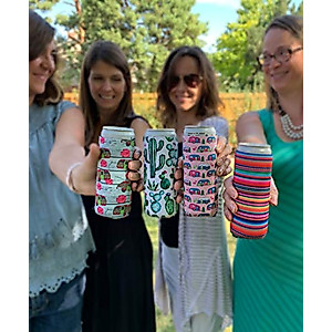 Party Girl Kim Slim Can Coolers - Neoprene Insulated Slim Can Cooler for Tall Skinny 12oz Cans like Truly Hard Seltzers and Red Bull - 4 Pack Camper