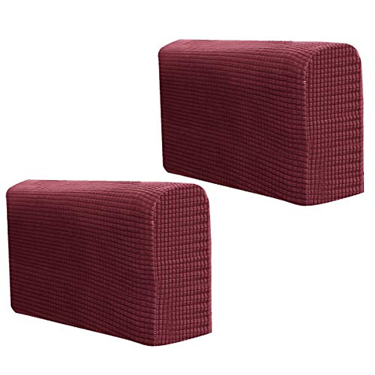 SEWACC Chair Arm Protectors Universal Sofa Armrest Cover Stretch Armchair Slipcover Protector Elastic Recliner Couch Loveseat Cloth 2pcs for Home Office (Claret)