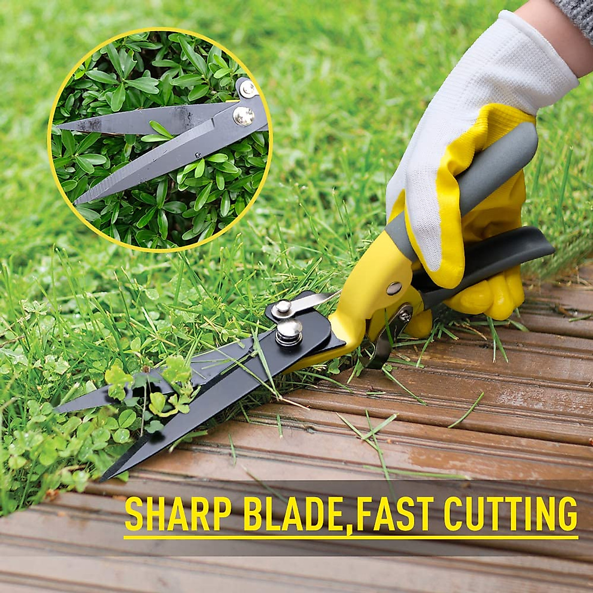 Byhagern Upgraded Grass Shears, Hand Grass Clippers, Grass Trimming Shears for Garden, Lawn Edges